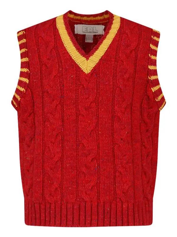 ERL Cable-knit V-neck Sweater Vest - Red