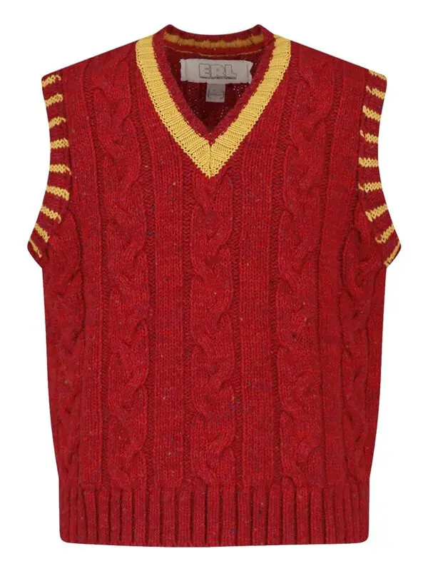 ERL Cable-knit V-neck Sweater Vest - Red