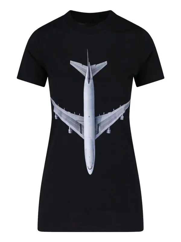 ERL Graphic Airplane T-shirt Dress - Black