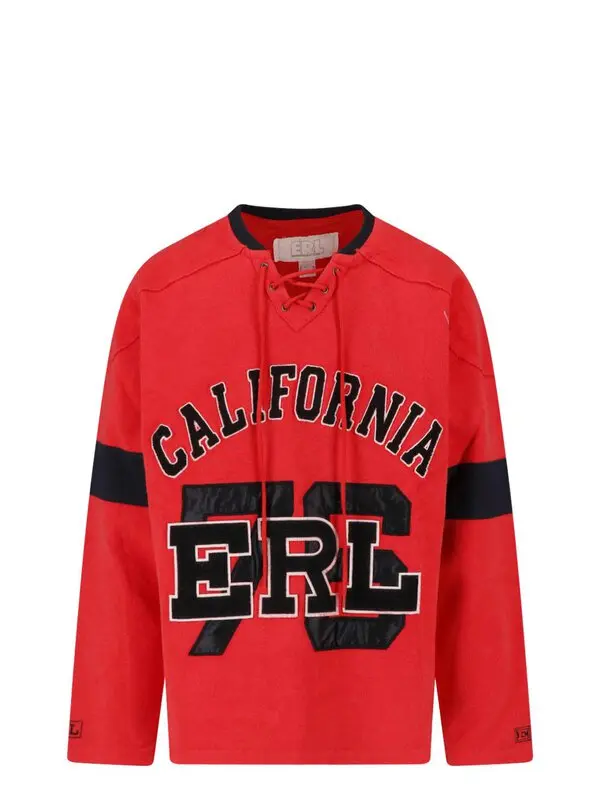 ERL Lace-up Graphic Sweatshirt - Red