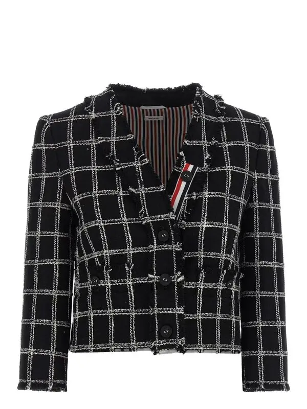 Thom Browne V-neck Cardigan Jacket - Black