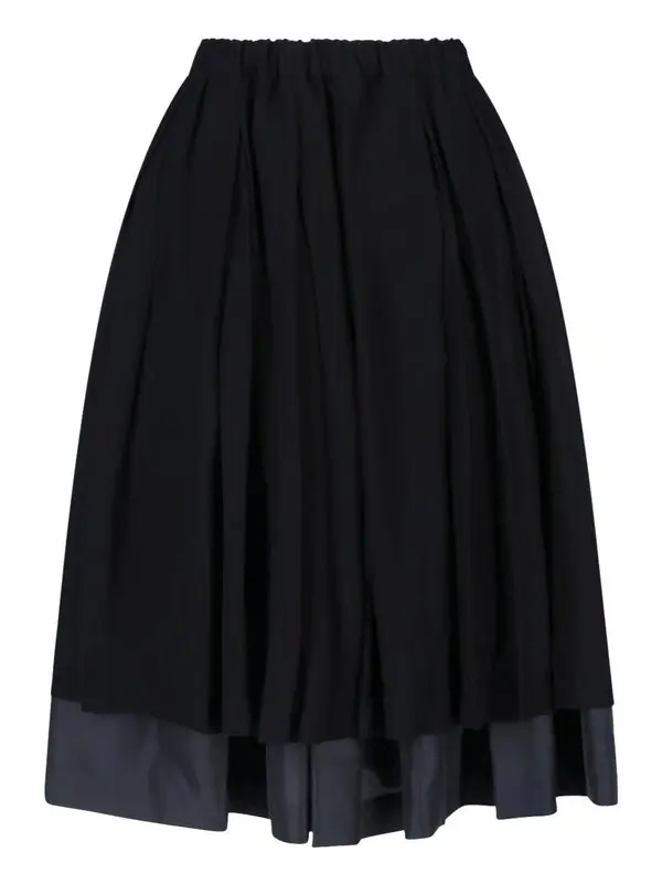 Comme Des Garçons Layered Pleated Midi Skirt - Black