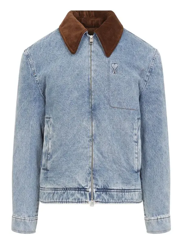 AMI Paris Adc Zipped Cotton Jacket For - Blue