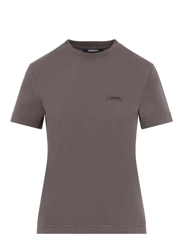Jacquemus Grosgrain-trim Cotton T-shirt - Brown
