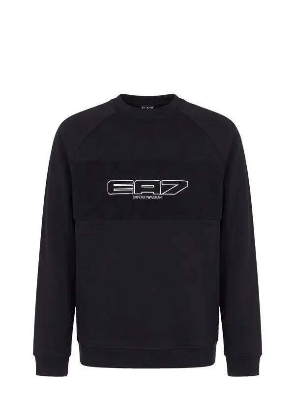 EA7 Logo-print Fleece Sweatshirt - Black