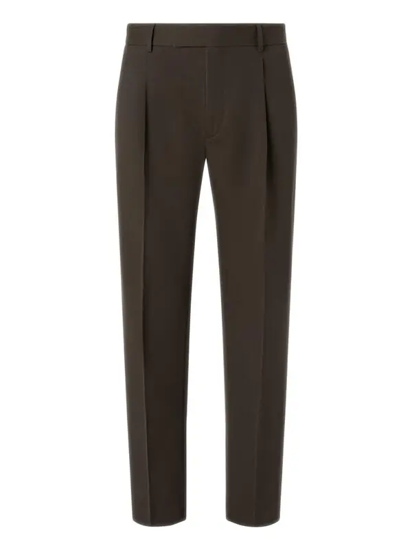 Zegna Zipper-front Dress Pants With 19 Cm Hem, Slant And Welt Pockets, Single Pleat - Verde