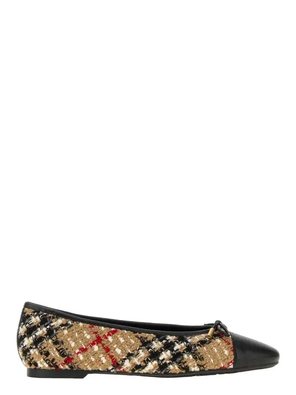 Burberry Embroidered Tweed Ballerinas - Checked