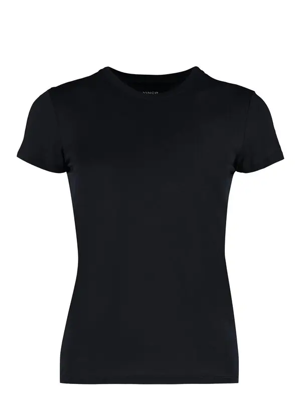 Vince Cotton Ribbed Crew-neck T-shirt - Black
