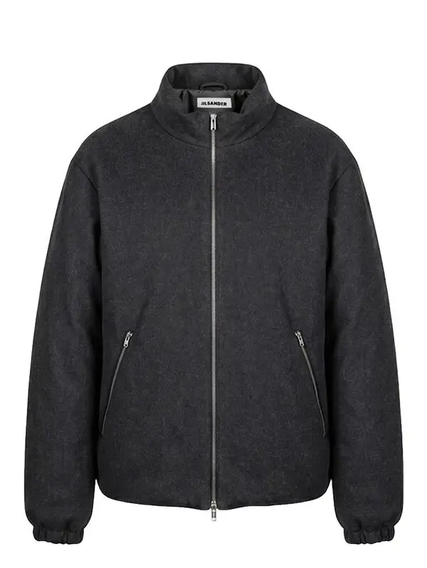 JIL SANDER Goose Down Puffer Jacket In Wool - Asphalt