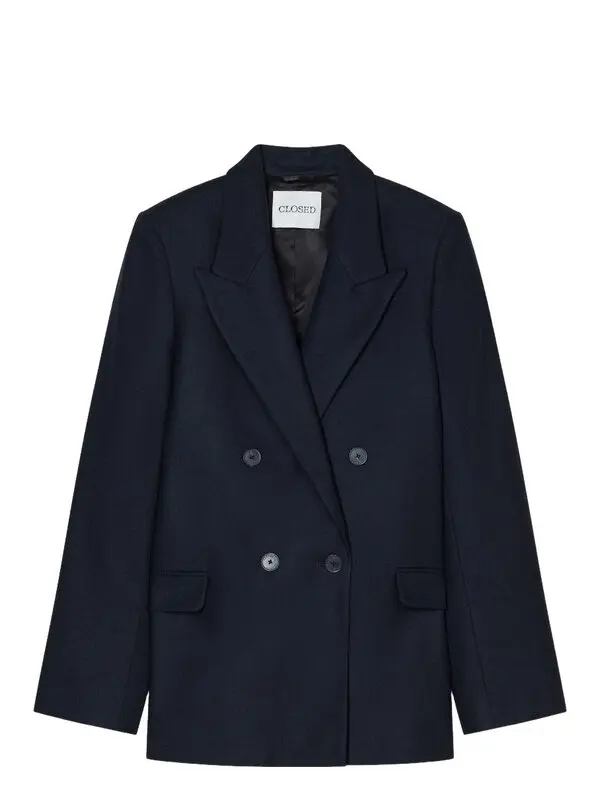 Closed Double-breasted Blazer Jacket - Blue