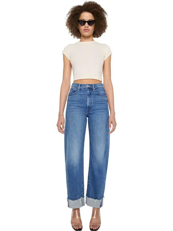 MOTHER The Half-pipe Flood Cuff Fray Get Two Birds Stoned Jeans - Blue