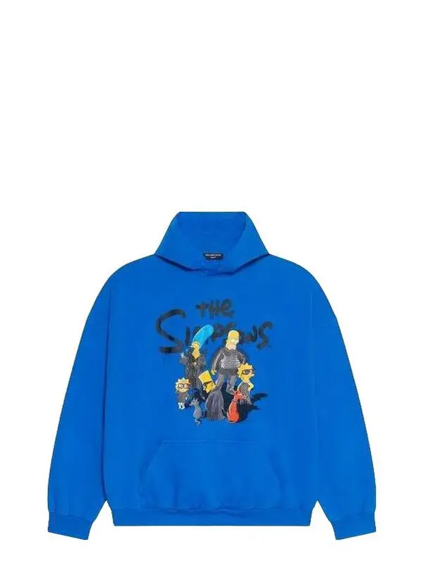 Balenciaga X The Simpsons Cotton Hoodie Wide Fit - Blue