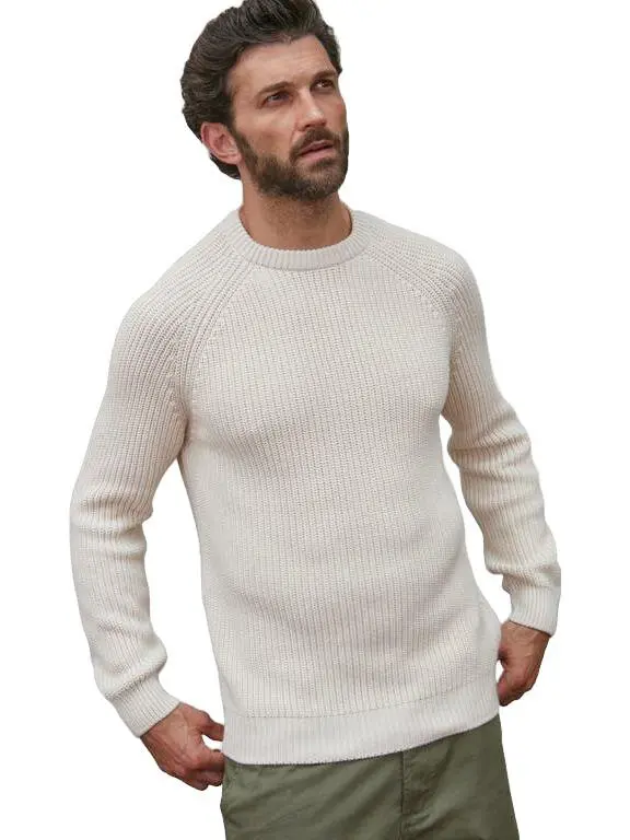 PAUL JAMES Cotton Fisherman Rib Knit Sweater - Ecru