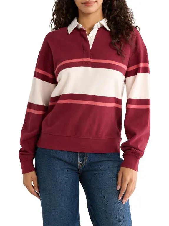 Marine Layer Relaxed Cloud 9 Colorblocked Polo - Cabernet