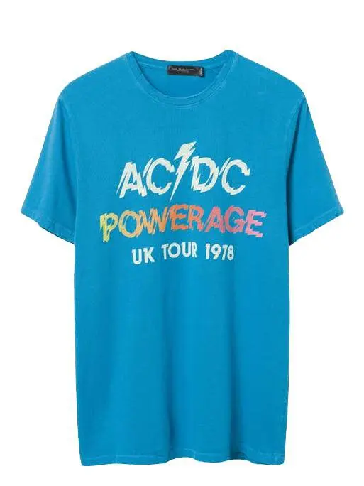 Junk Food Ac/dc Powerage Cotton Graphic T-shirt - Blue Aster