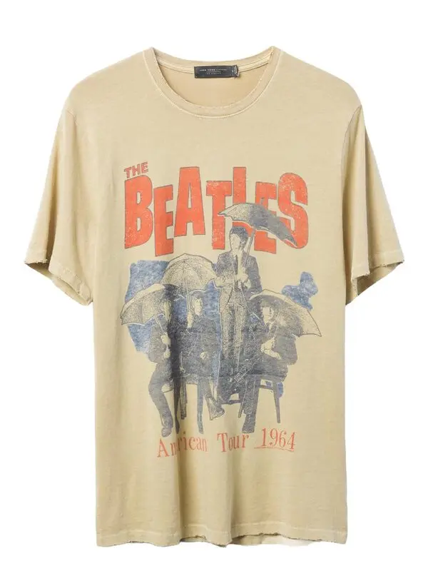 Junk Food Beatles American Tour Cotton Graphic T-shirt - Camel