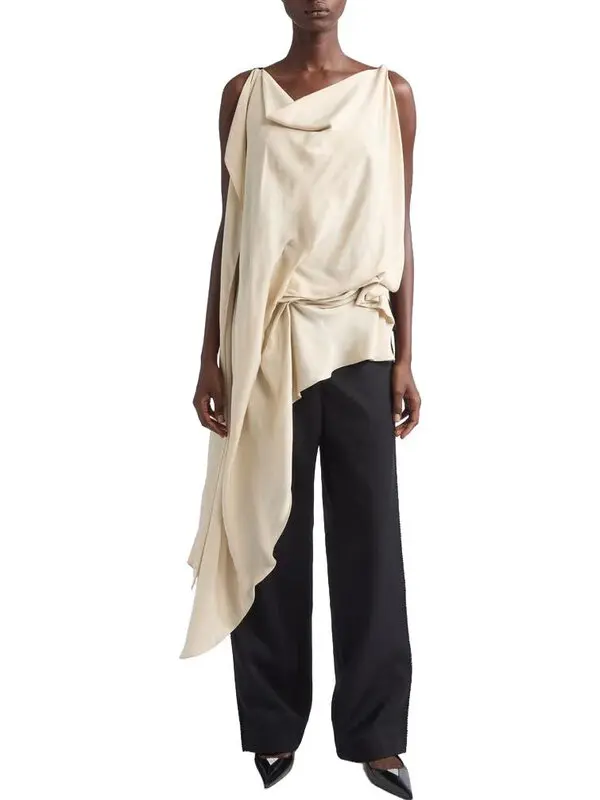 DIOTIMA Aleatorio Asymmetrical Draped Top - Ecru
