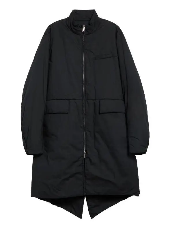 Undercover Leather Trim Insulated Cotton Coat - Black