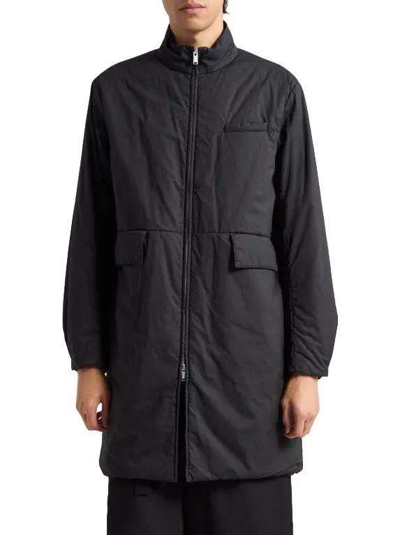 Undercover Leather Trim Insulated Cotton Coat - Black