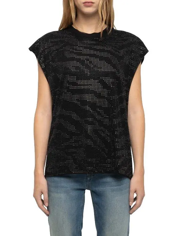 Zadig&Voltaire Strass Cloe Cotton Top - Black