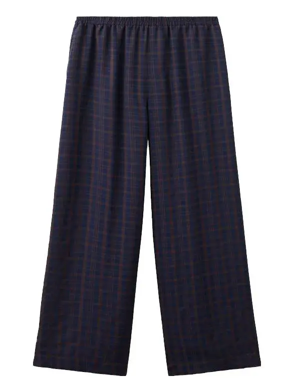 Mango Dara Plaid Straight Leg Trousers - Blue