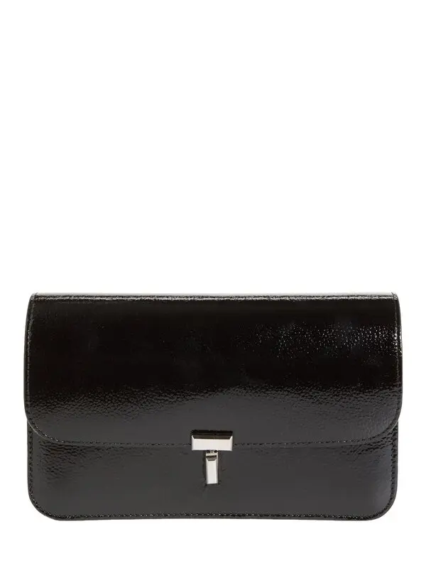 TOTEME T-lock Grained Patent Leather Crossbody Bag - Black