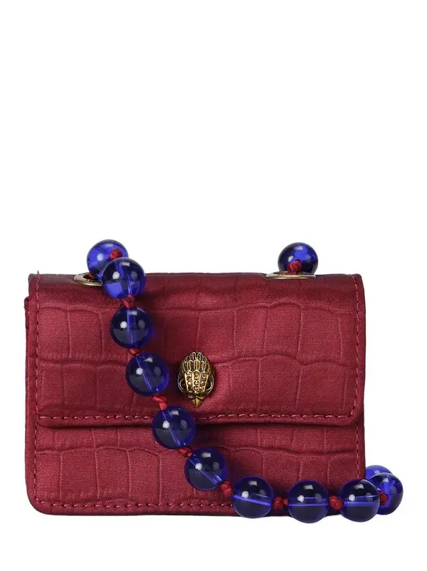 Kurt Geiger Micro Kensington Beads Quilted Crossbody Bag - Dark Red