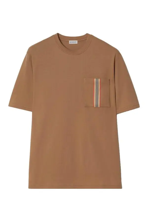 Burberry Icon Stripe Cotton T-shirt - Camel