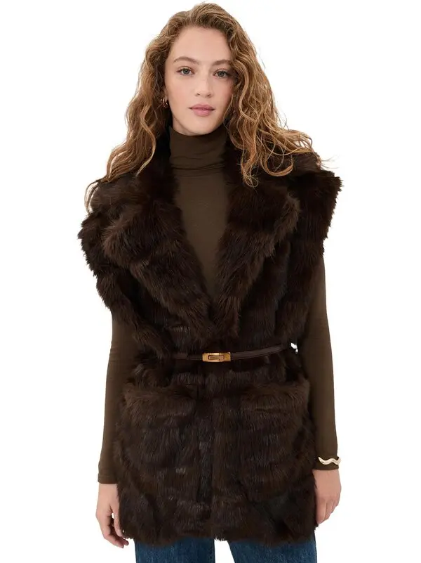 Bardot Brentley Faux Fur Vest - Dark Choco