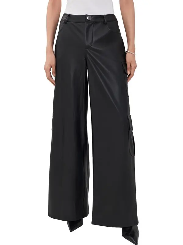 L'Agence Isolde Faux Leather Cargo Pants - Black