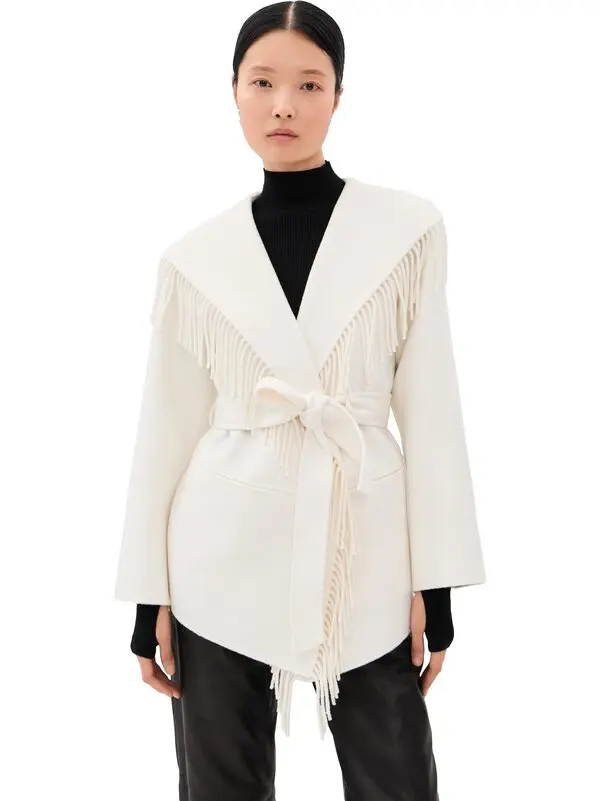 Simkhai Rowen Double-faced Wool Fringe Jacket - Frost
