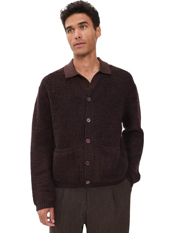 Nn07 Terry Fleece Cardigan - Deep Truffle