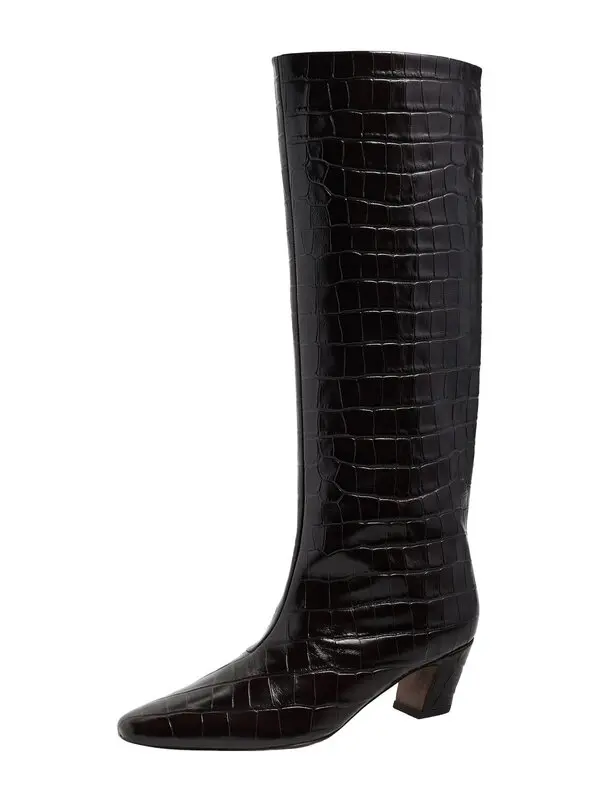 LOEFFLER RANDALL Marley Kicked Heel Tall Boots - Ebony