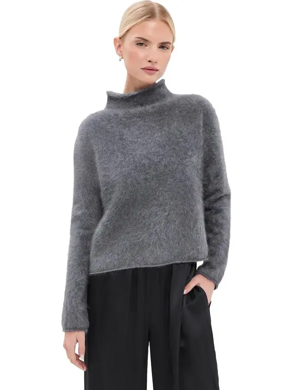 LISA YANG Sandy Brushed Cashmere Sweater - Graphite Brushed