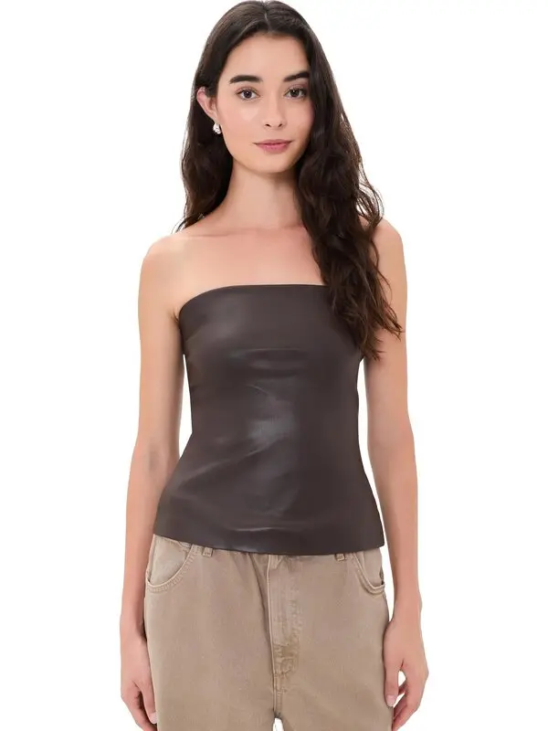 Susana Monaco Faux Leather Tube Top - Java