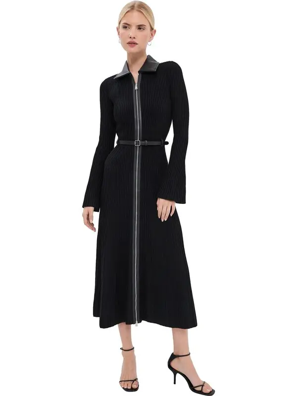 Simkhai Ismelle Collared Midi Dress - Black
