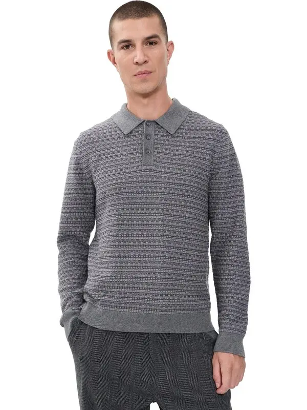 WAX LONDON Oban Mini Geo Polo Sweater - Grey