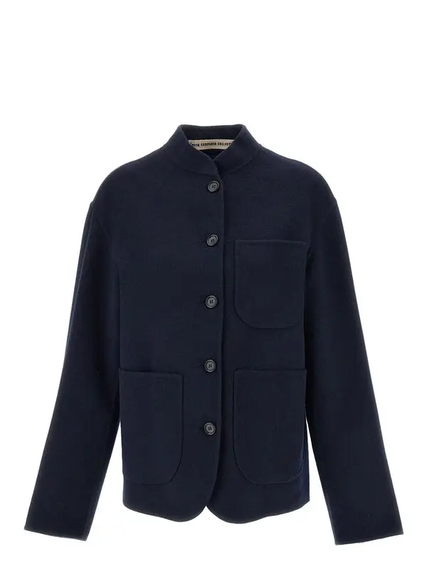 META CAMPANIA COLLECTIVE Giacca Camicia Julian In Lana, Seta E Cashmere - Blu