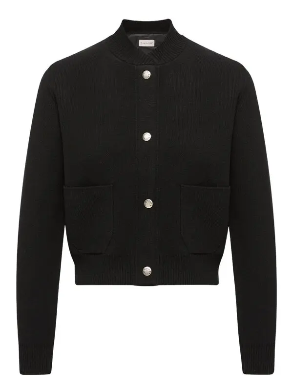 Moncler Wool Cashmere Blend Padded Cardigan - Black