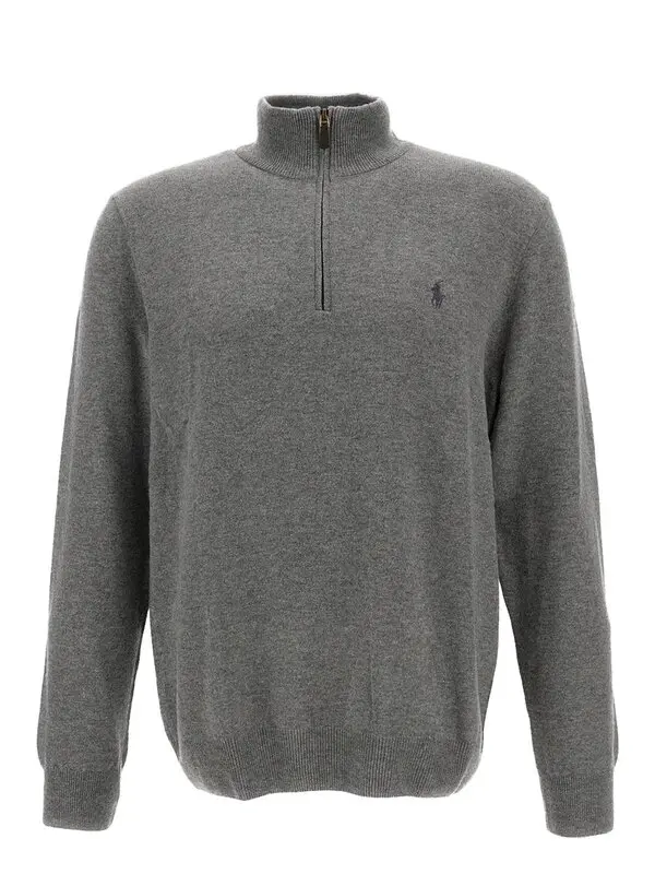 Polo Ralph Lauren Pullover Mezza Zip In Lana - Grigio