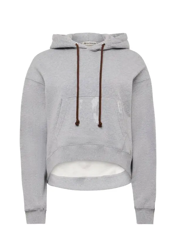 JW Anderson Felpa Con Cappuccio E Orlo Arrotondato - Grey