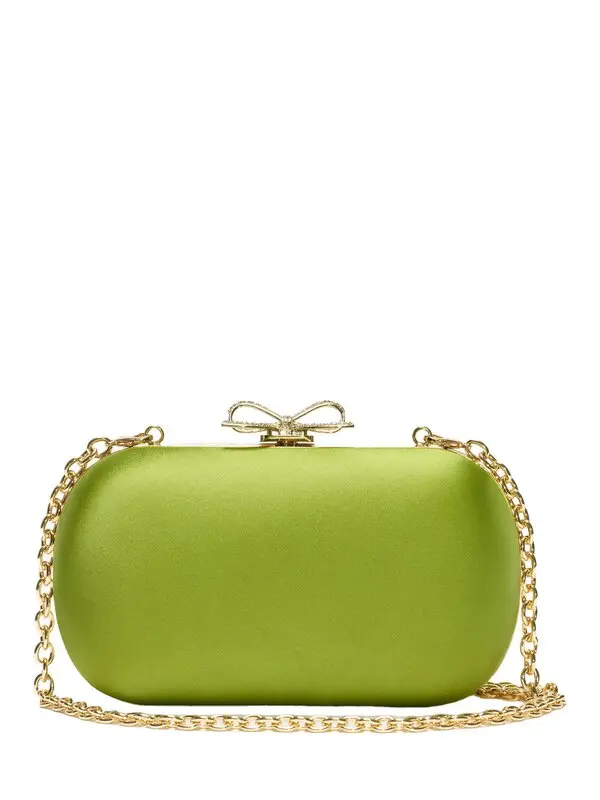SELF-PORTRAIT Borsa Clutch In Satin - Verde