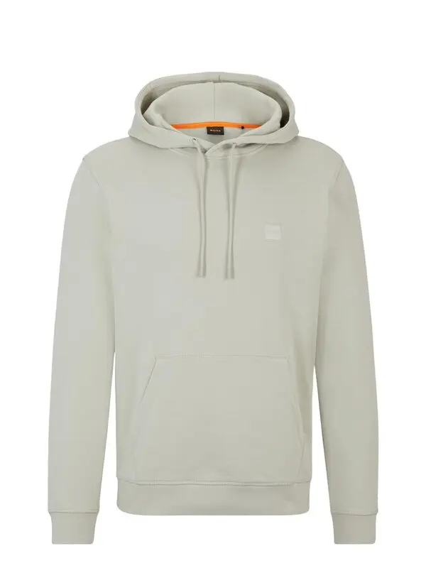 Hugo Boss Logo Patch Drawstring Hoodie - Gray
