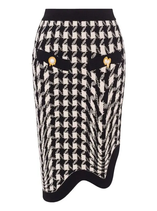Moschino Houndstooth Virgin Wool Skirt - Nude