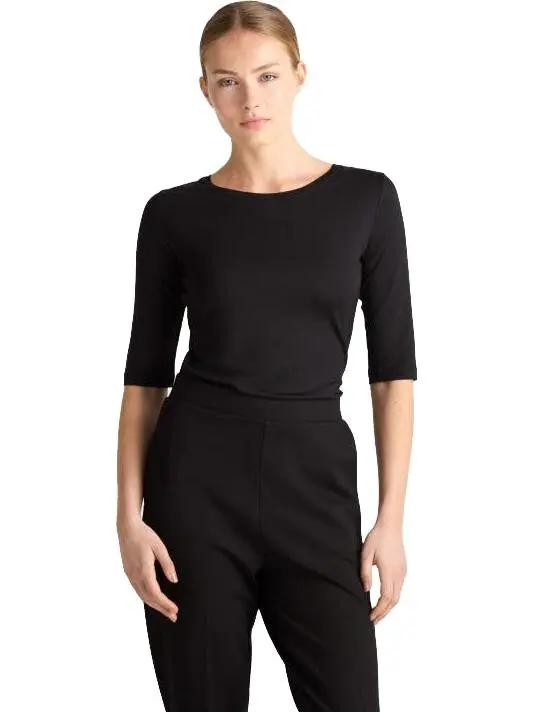 RESIDUS Caline Fitted Elbow Sleeve Jersey Top - Black