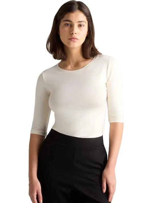 RESIDUS Caline Fitted Elbow Sleeve Jersey Top - Paper