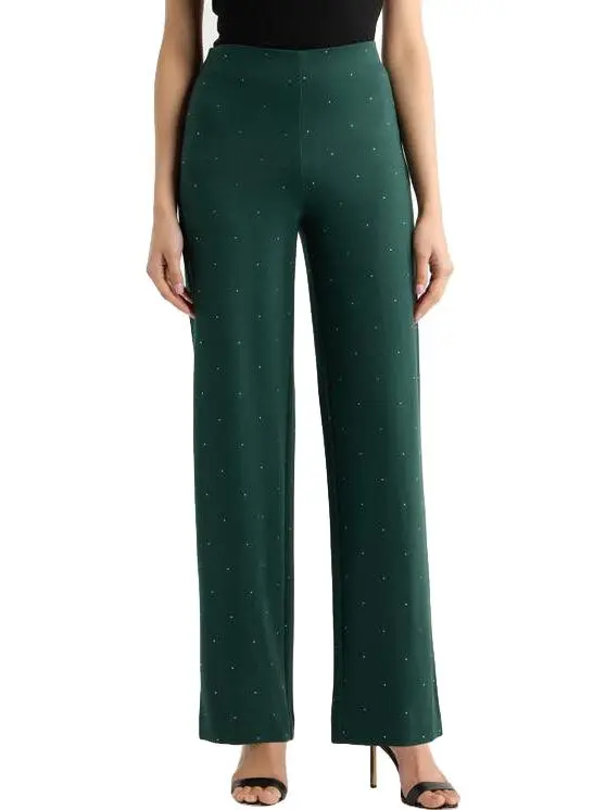 Anne Klein Embellished Hollywood Waist Pull-on Straight Leg Pants - Pine Forest
