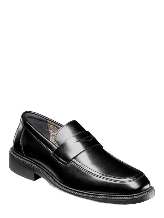 STACY ADAMS Everett Faux Leather Moc Toe Penny Loafer - Black