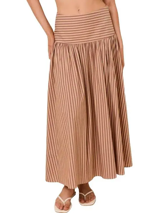 Solid & Striped Magnolia Striped Midi Skirt - Walnut Camel