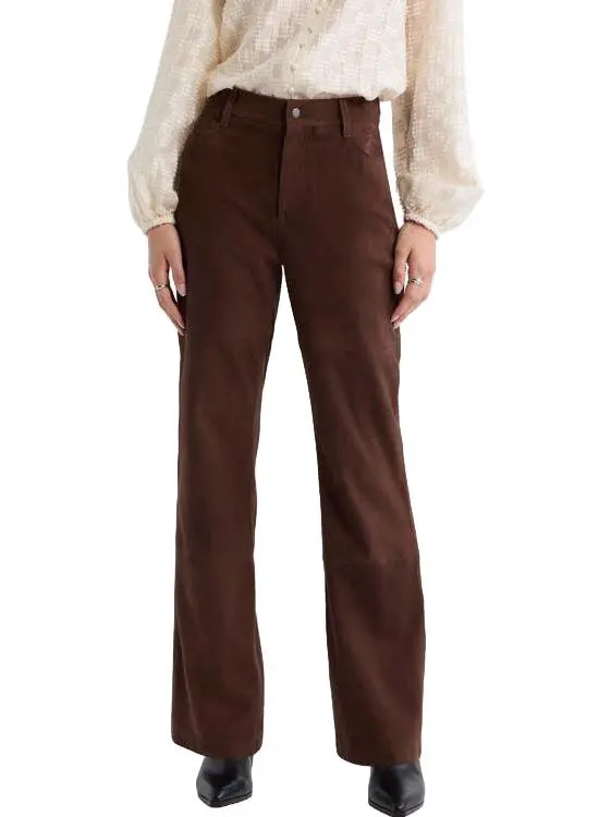 Treasure & Bond Flare Leg Suede Pants - Brown Chicory